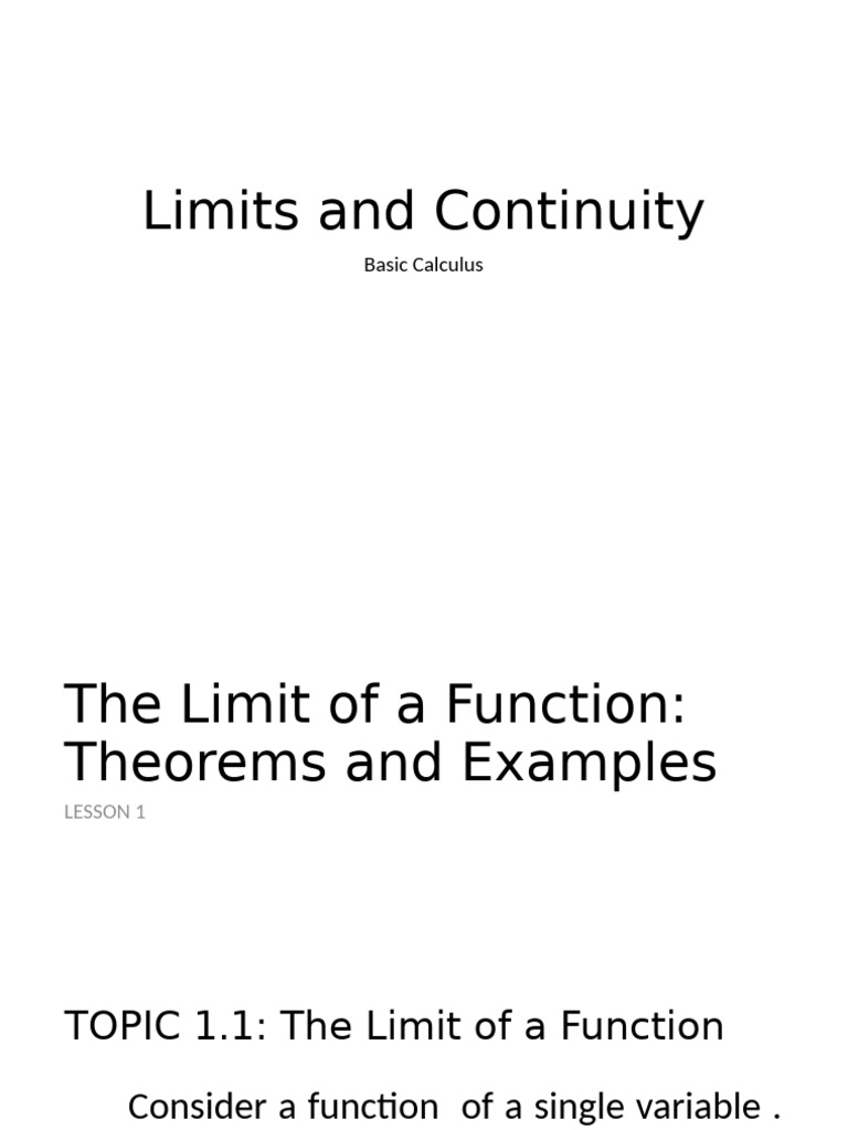 Limits and Continuity Lesson 1 | PDF | Function (Mathematics) | Continuous Function