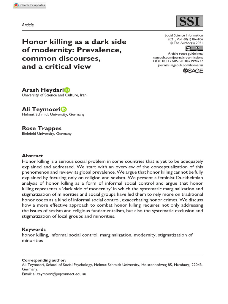 Honor Killing | PDF | Domestic Violence | Sexism