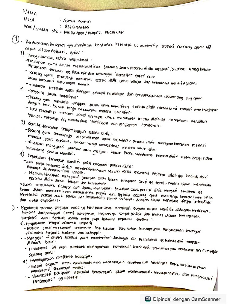 Tugas Asma Rohim Provesi Keguruan | PDF