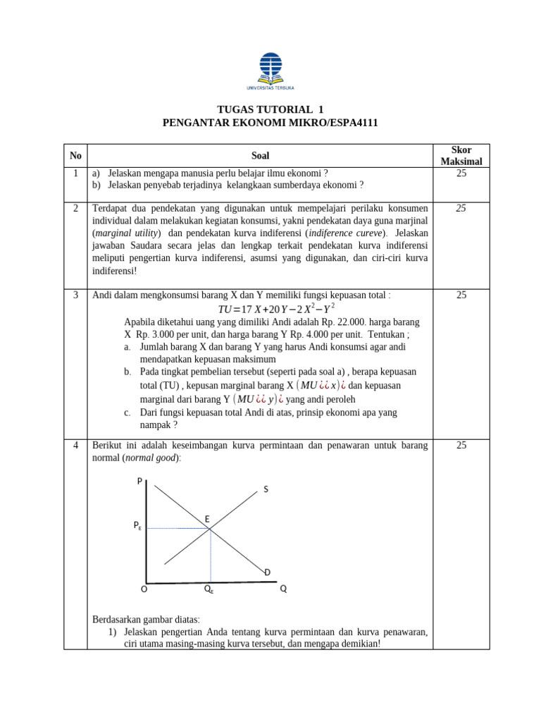 Soal Pengantar Ekonomi Mikro | PDF