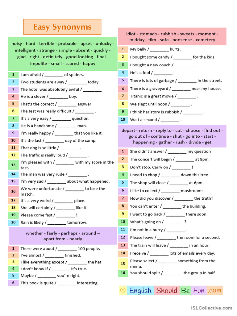 Easy Synonyms | PDF