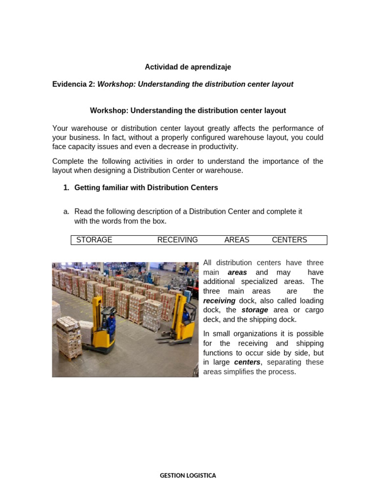 Evidencia 2 Workshop Understanding The Distribution Center Layout | PDF ...