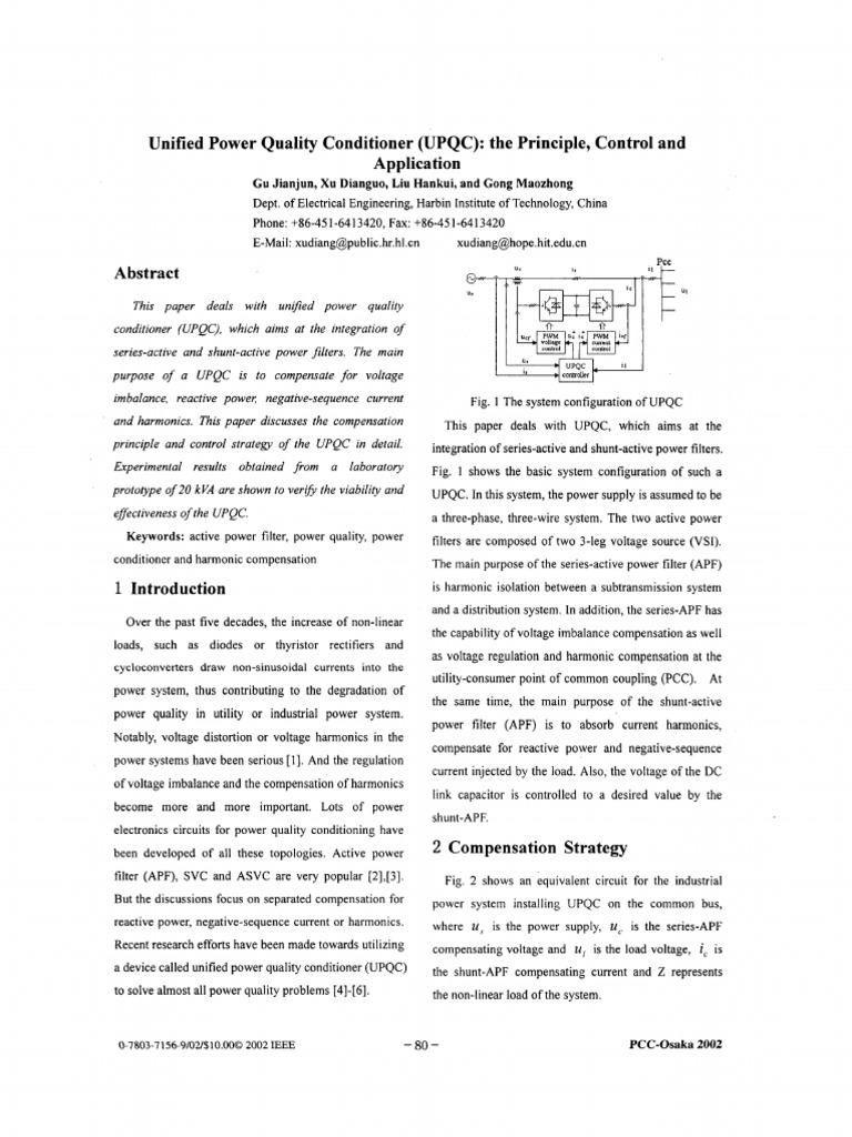 Unified Power Quality Conditioner UPQC The Principle Control and ...