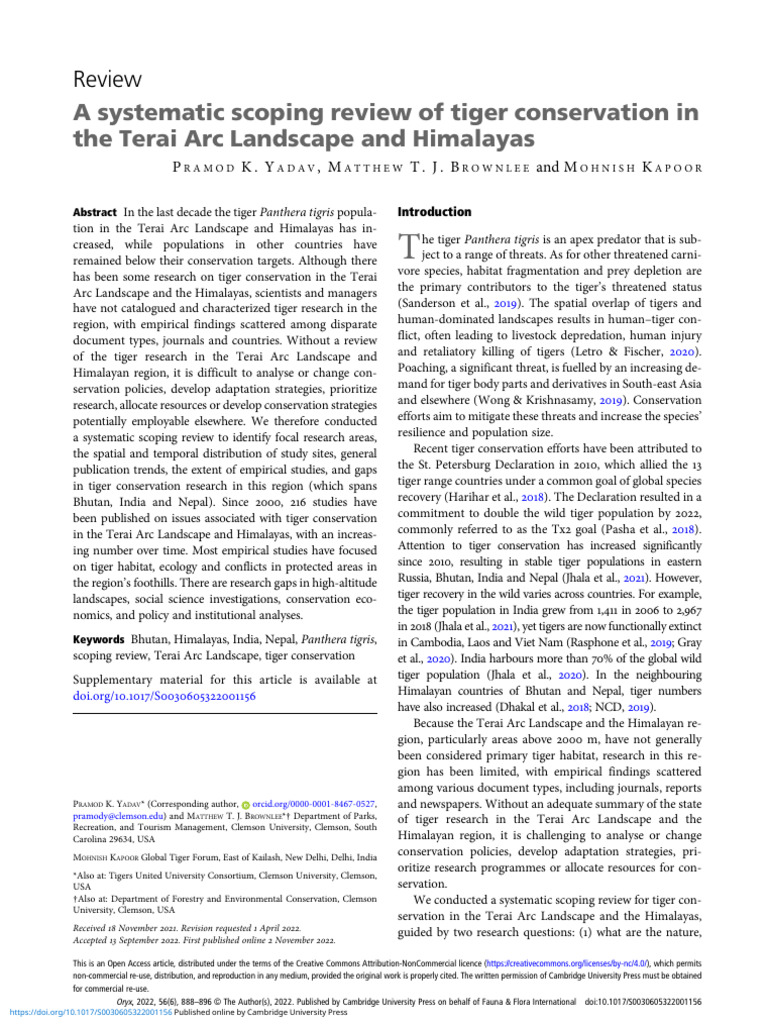 Tiger conservation | PDF | Tiger | Himalayas