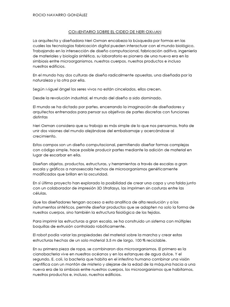 Neri Oxman | PDF | Seda | Impresión 3d