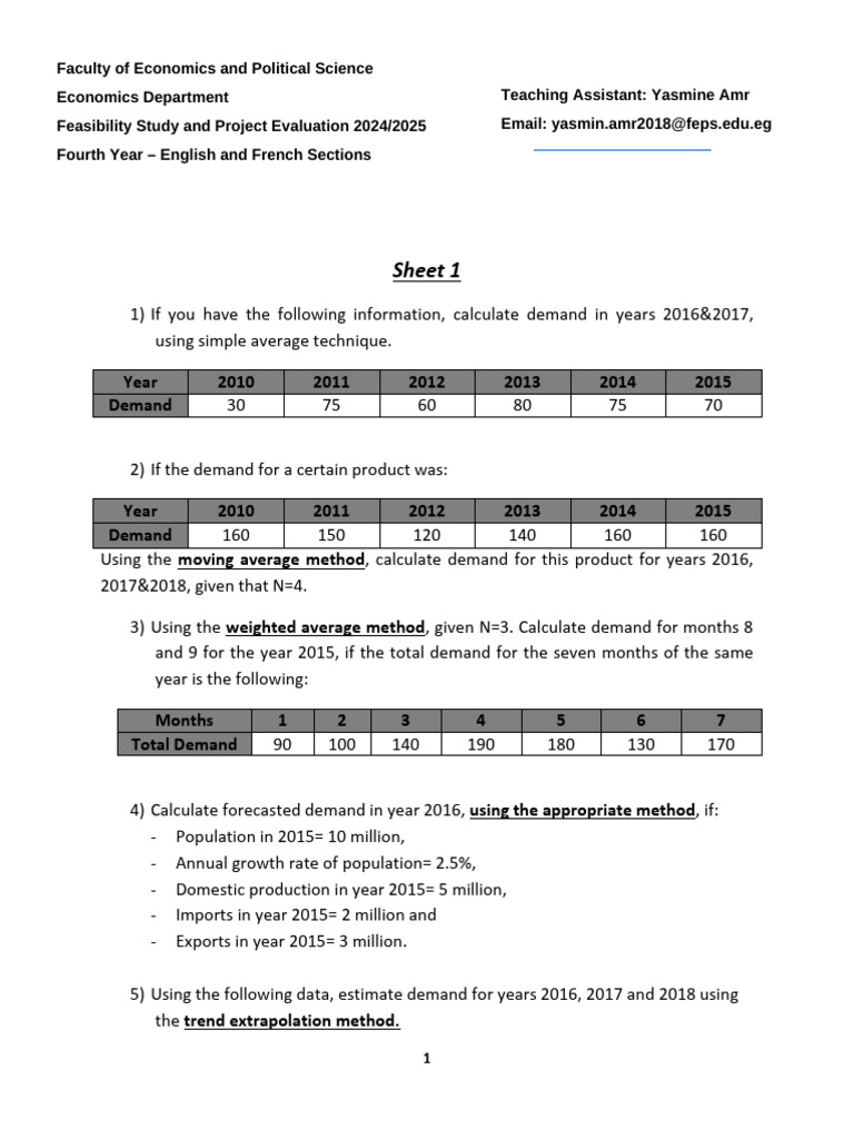 FS Sheet 1 | PDF | Demand | Elasticity (Economics)