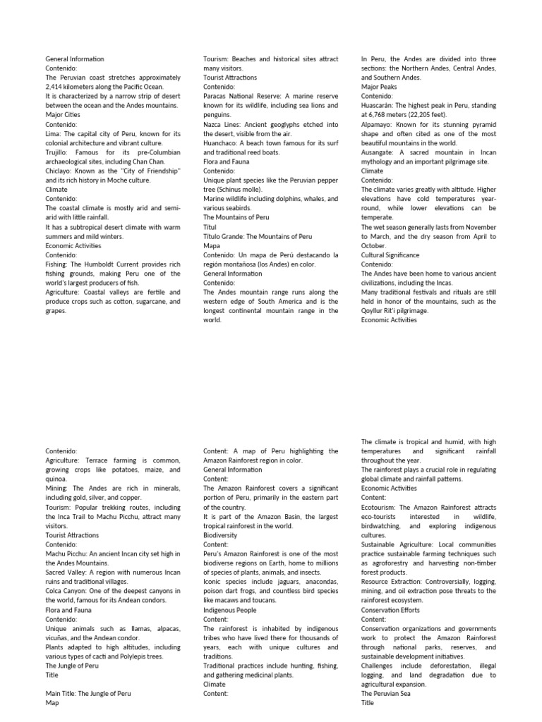 General Information | PDF | Andes | Peru
