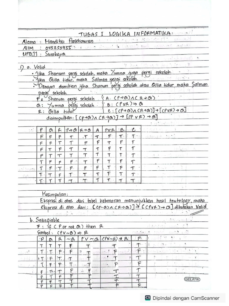 Tugas 1 Logika Informatika | PDF