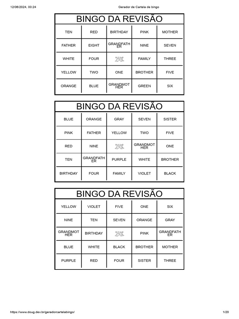 Gerador de Cartela de Bingo | PDF | Green | Red