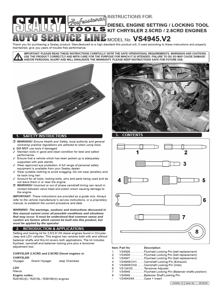 Chrysler Diesel Engine Tool Kit Guide | PDF | Engines | Diesel Engine