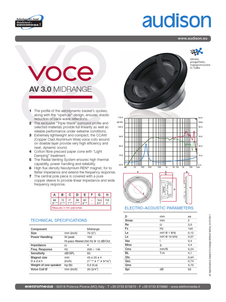Av 3.0 Tech Sheet Tech Sheet | PDF | Loudspeaker | Electrical Engineering