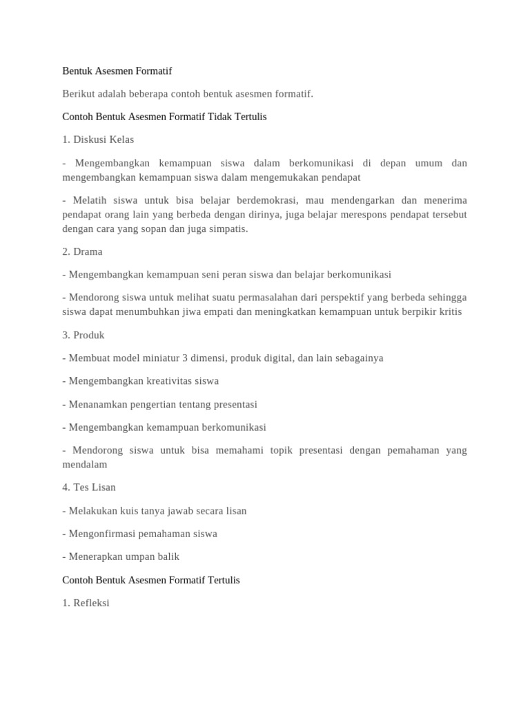 Contoh Asesmen Formatif | PDF