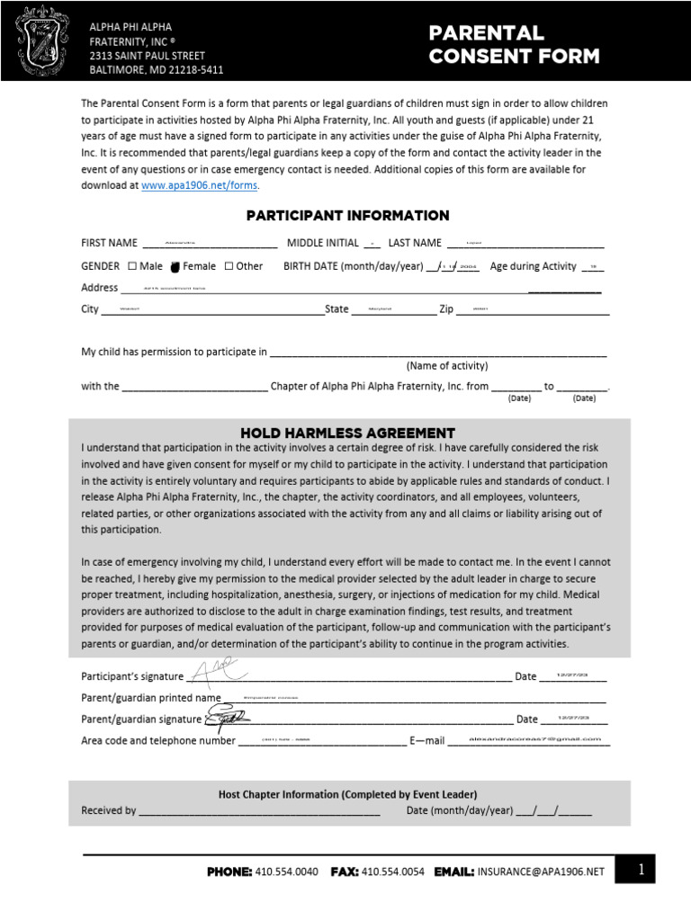 Money Moves Parental Consent Form | PDF | Fraternities And Sororities