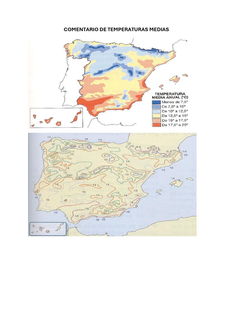 COMENTARIO MAPA DE TEMPERATURAS MEDIAS | PDF | Clima templado ...