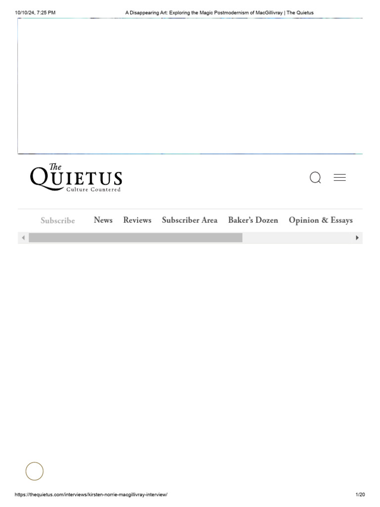 A Disappearing Art - Exploring The Magic Postmodernism of MacGillivray ...