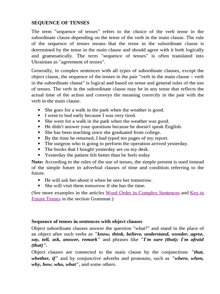 Sequence of Tenses | PDF | Verb | Grammatical Tense