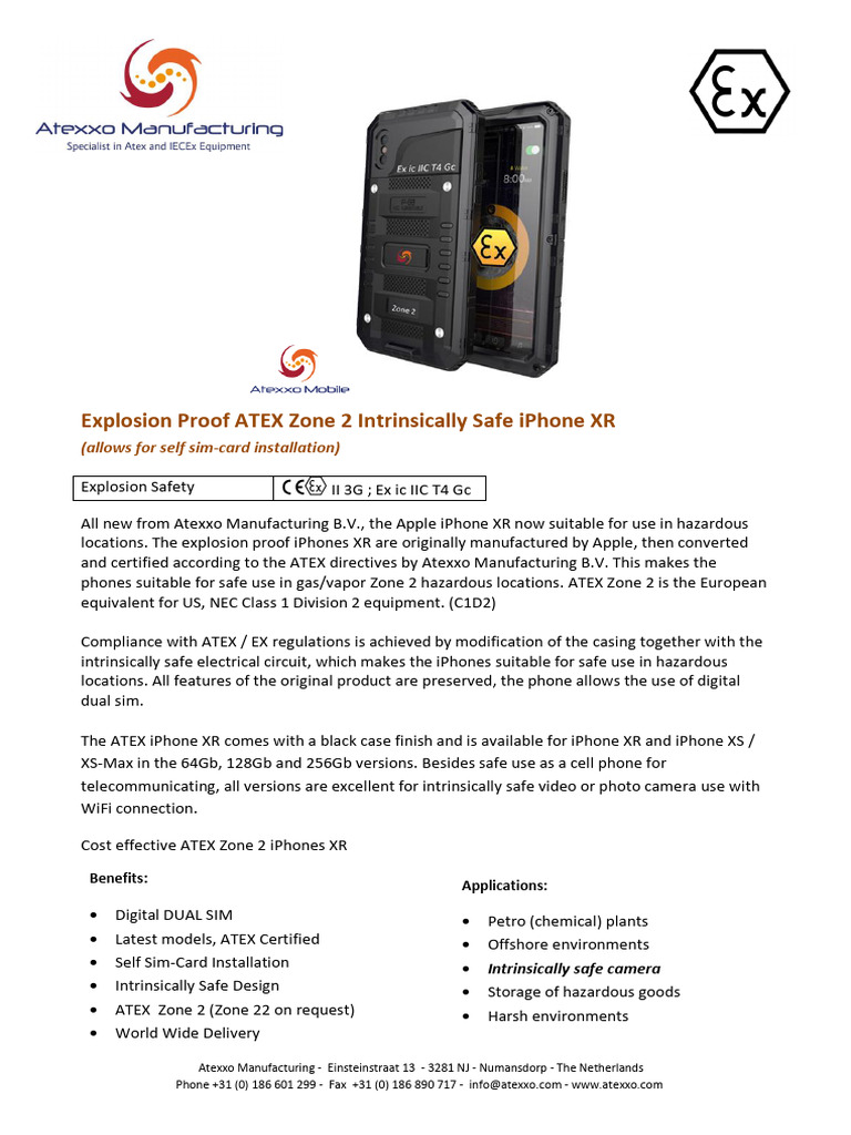 ATEX Iphone XR Explosion Proof Ex | PDF | Mobile Phones | I Phone