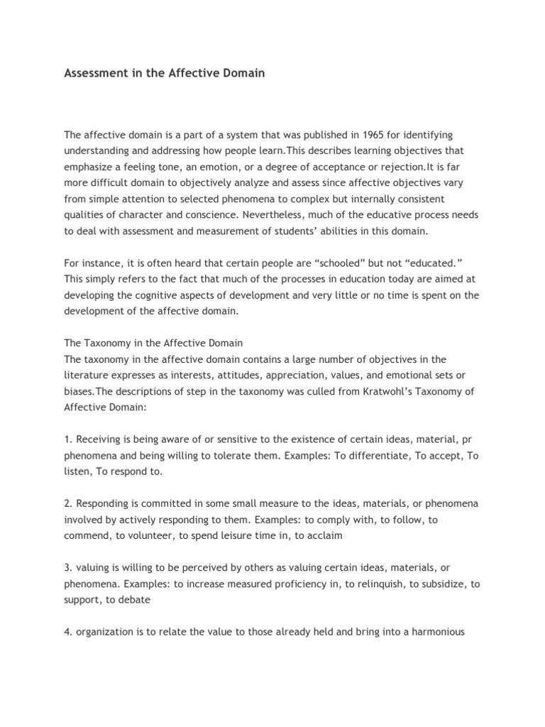 Affective Domain in Education Examples | PDF | Motivation | Motivational