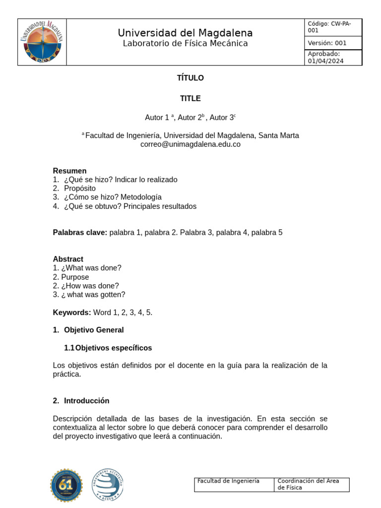 Formato Informes de Laboratorio | PDF | Science