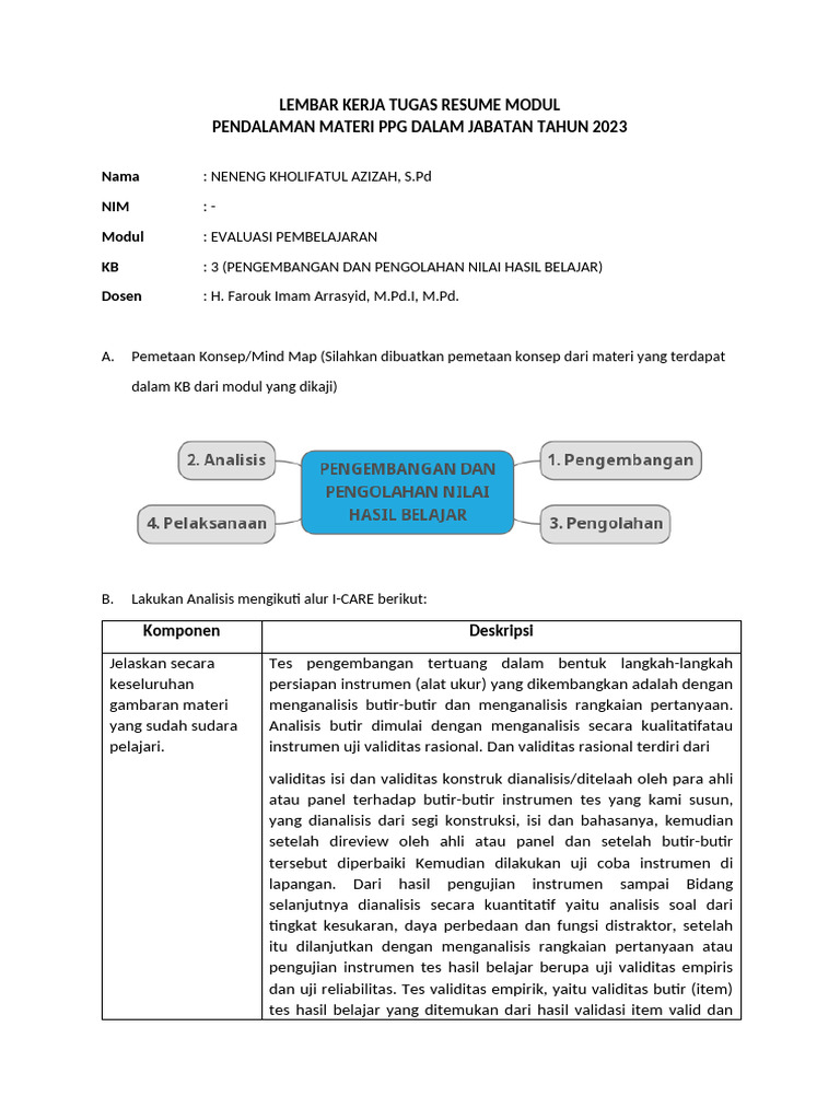 LK-Tugas Resume Modul Berbasis I-CARE - KB3 - Oke | PDF | Karier ...