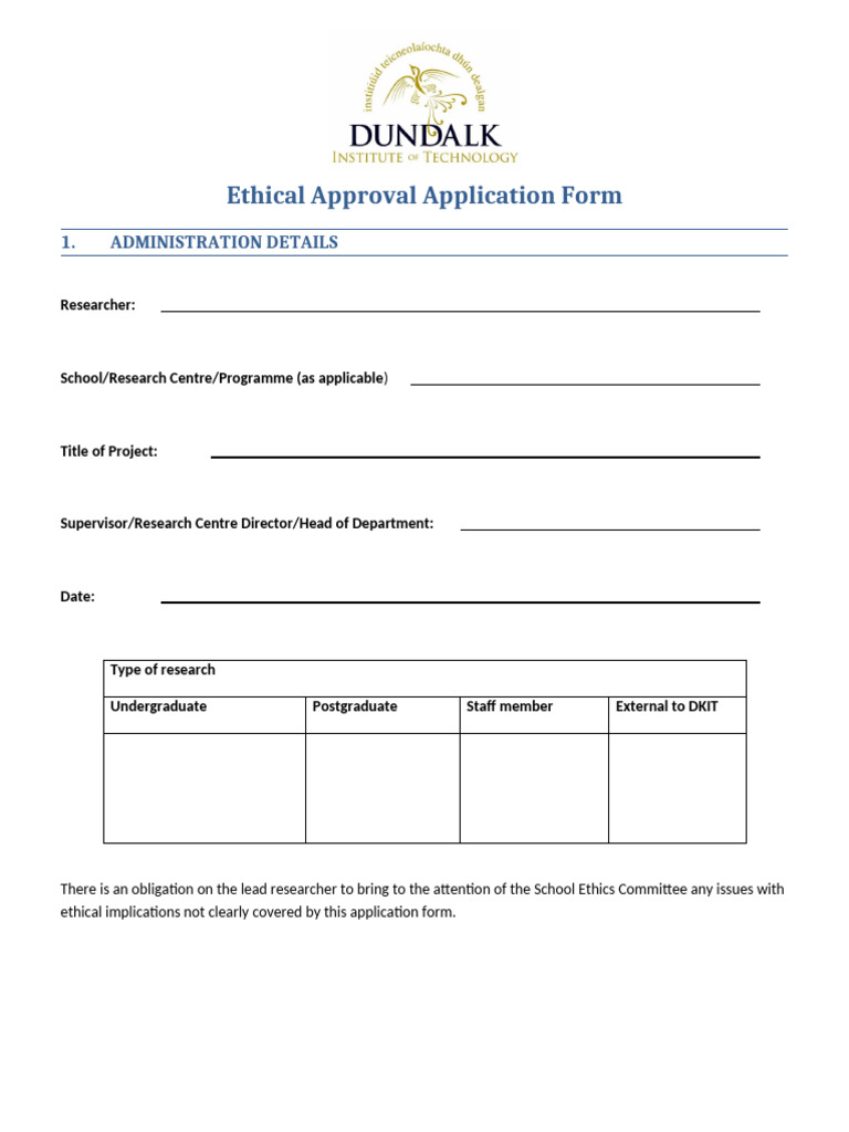 03 - Ethical Approval Application Form | PDF | Consent | Informed Consent