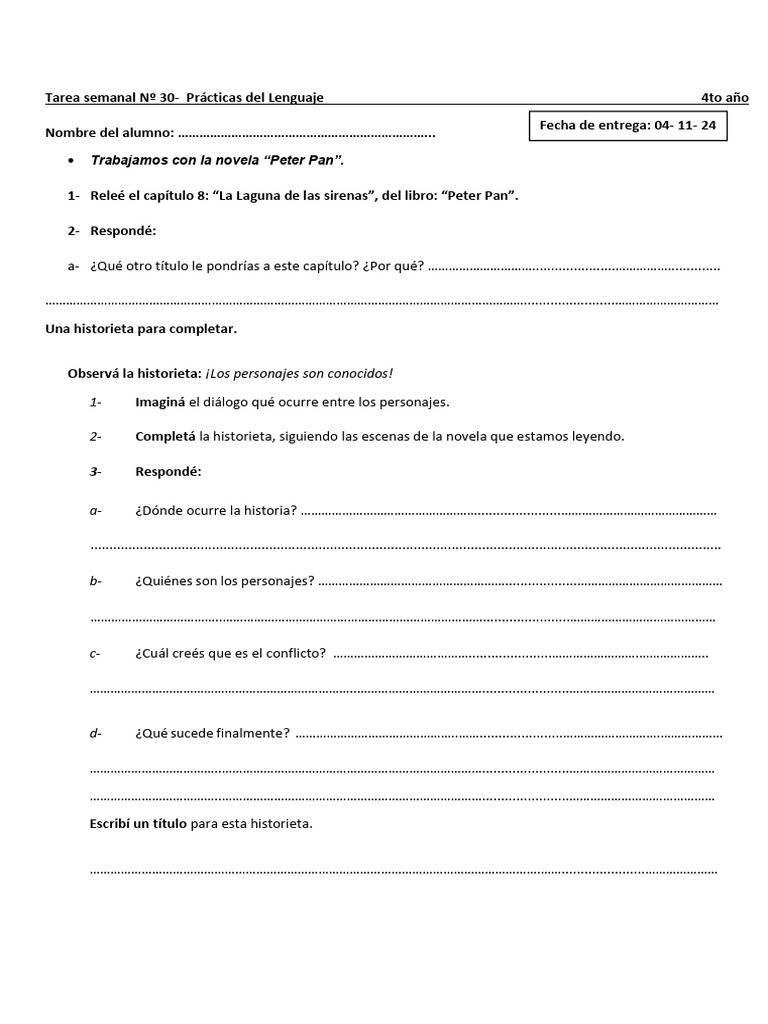 4° - Tarea Semanal 30 - PL - Naty G. | PDF | Estudios de idiomas ...