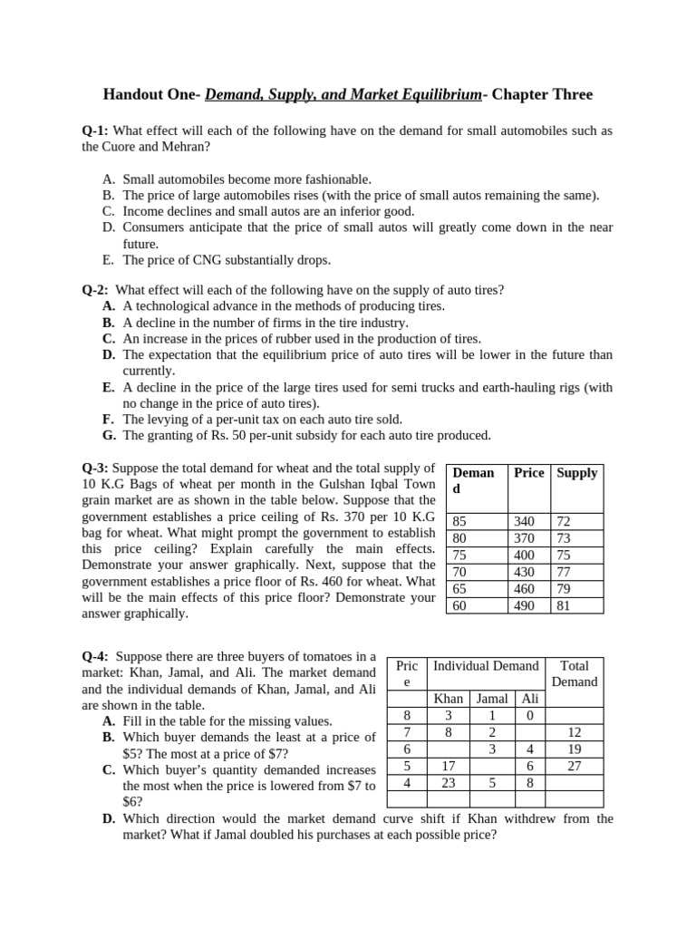 1-Handout One-Demand, Supply, and Market Equilibrium-Chapter Three | PDF | Economic Equilibrium ...