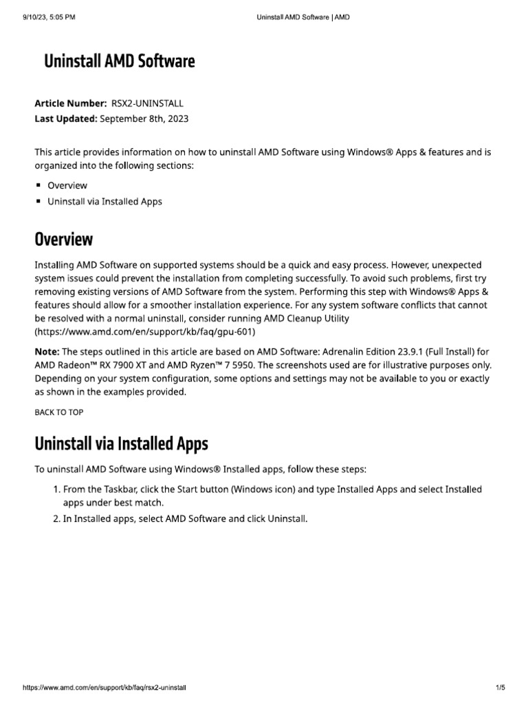 Uninstall AMD Software - AMD | PDF | Teaching Methods & Materials ...