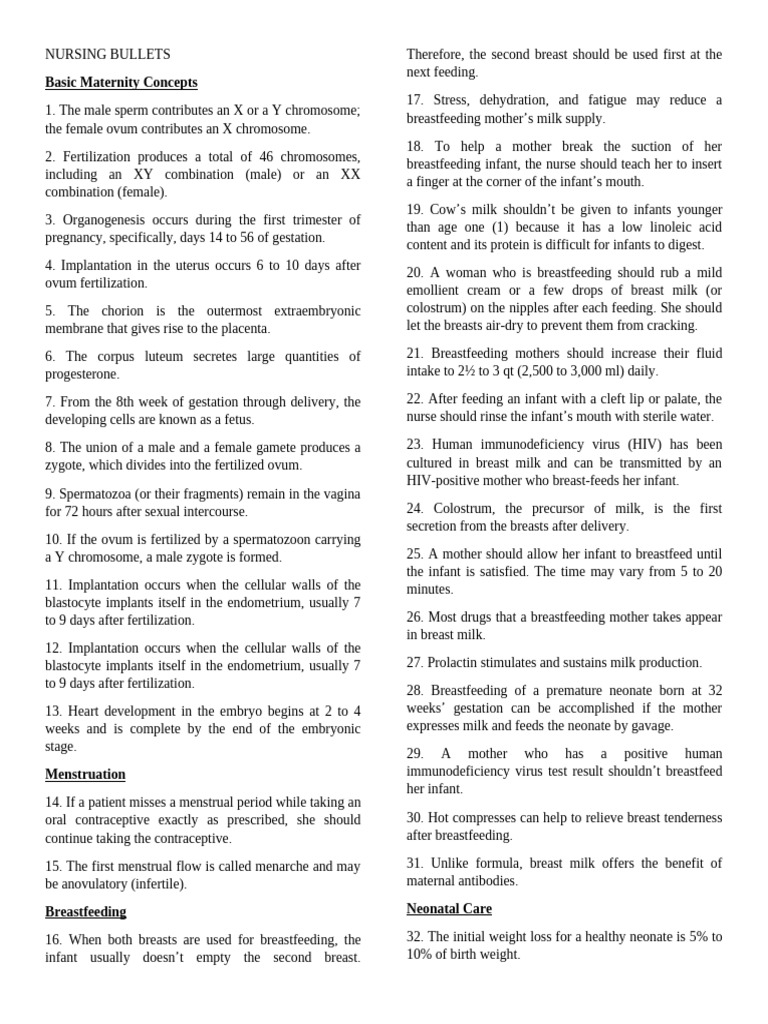 Maternal and Child Bullets | PDF | Pregnancy | Childbirth