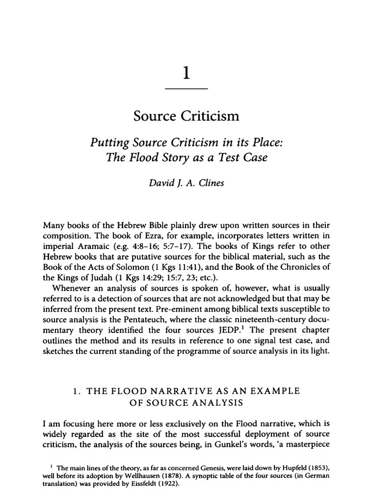Source Criticism: Putting Source Criticism in Its Place: The Flood ...