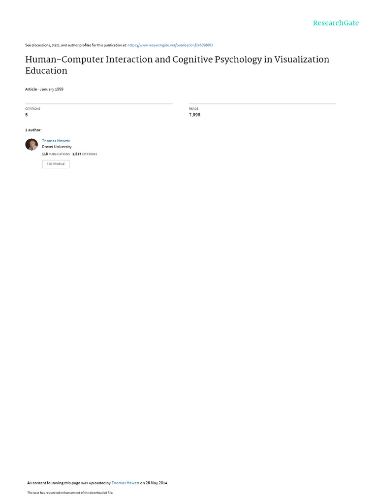 Human-Computer Interaction in Visualization | PDF | Visualization (Graphics) | Human–Computer ...