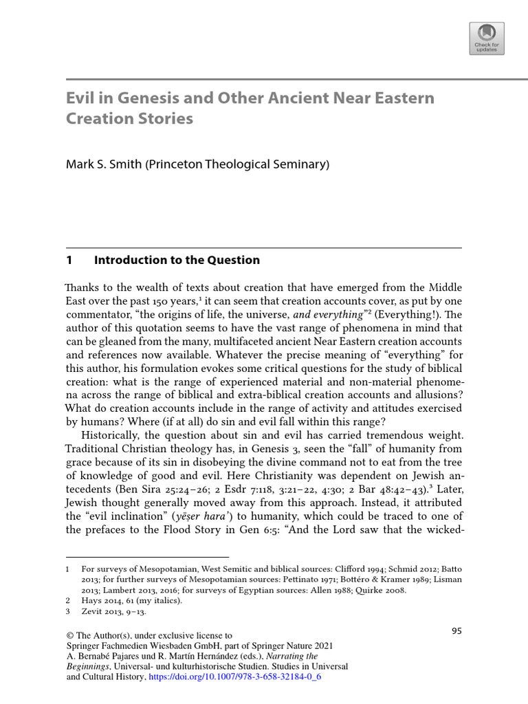 Smith, 'Evil in Genesis and Other Ancient Near Eastern Creation Stories ...