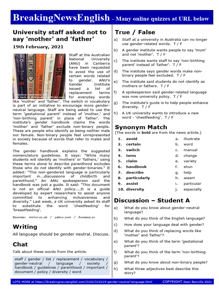 Gender-Neutral-Language With Transcript and Keys | PDF | Human Communication | Linguistics