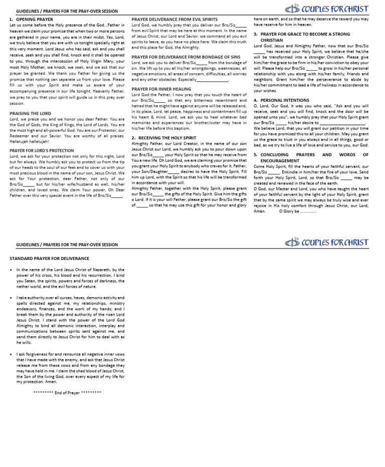 Pray Over Session CFC Rev 1.2 | PDF | God The Father | Prayer