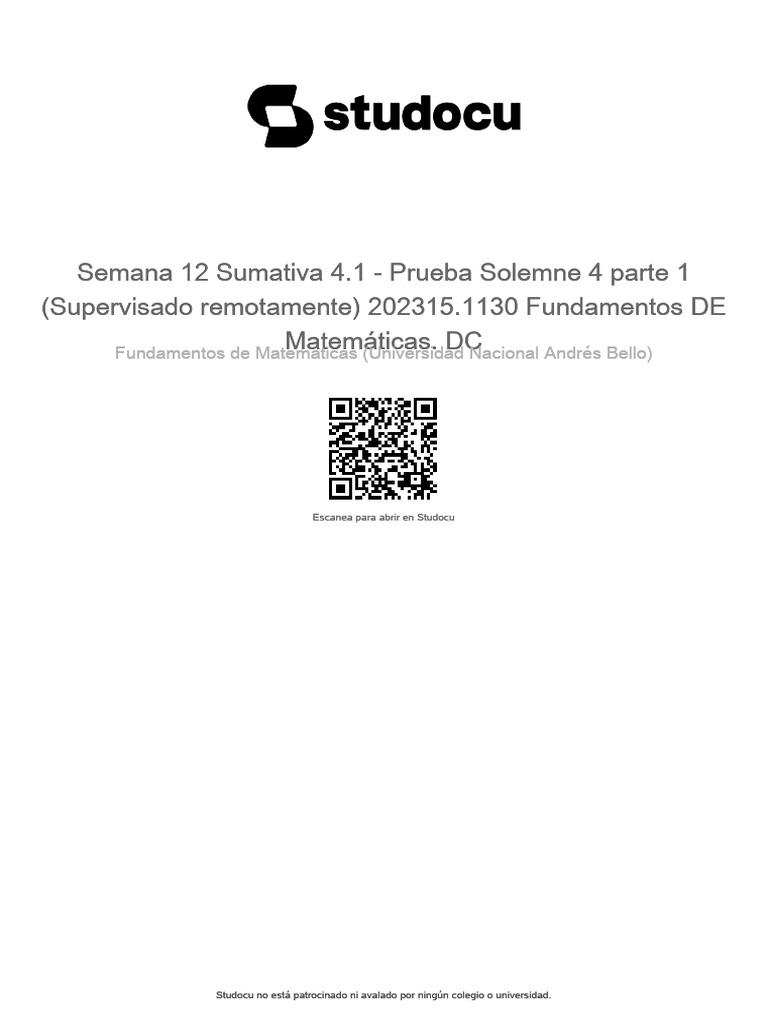 Semana 12 Sumativa 41 Prueba Solemne 4 Parte 1 Supervisado Remotamente 2023151130 Fundamentos de ...