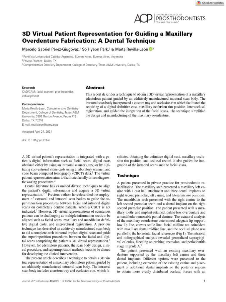 2021 JP 3D Virtual Patient Representation For Guiding A Maxillary ...