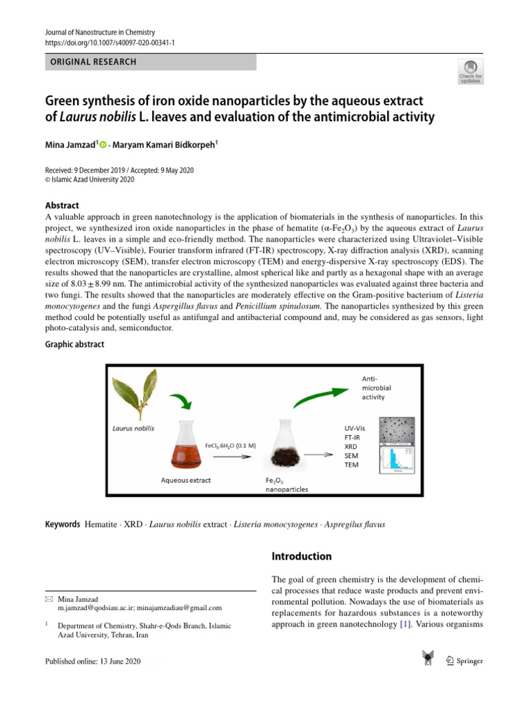Green Synthesis of Iron Oxide Nanopartic | PDF | Nanoparticle | X Ray Crystallography