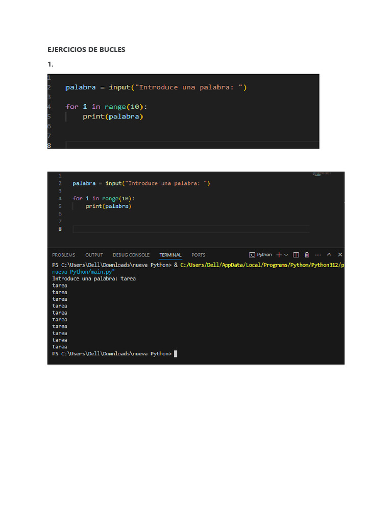 EJERCICIOS DE BUCLES Y DICIONARIO | PDF