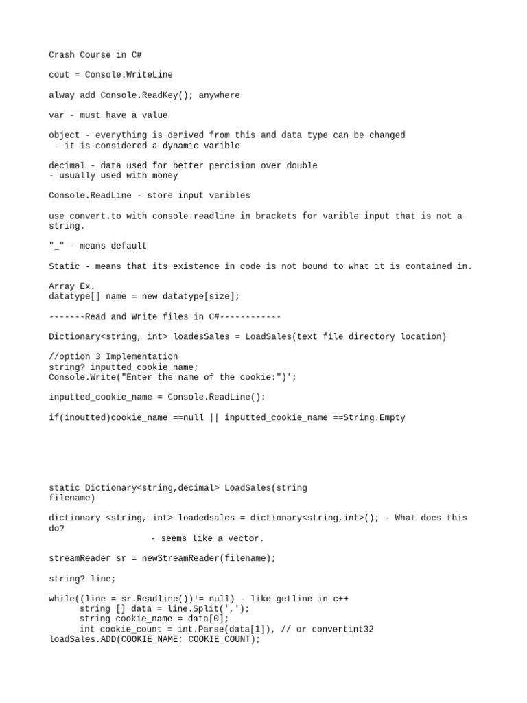 Crash Course in C# | PDF