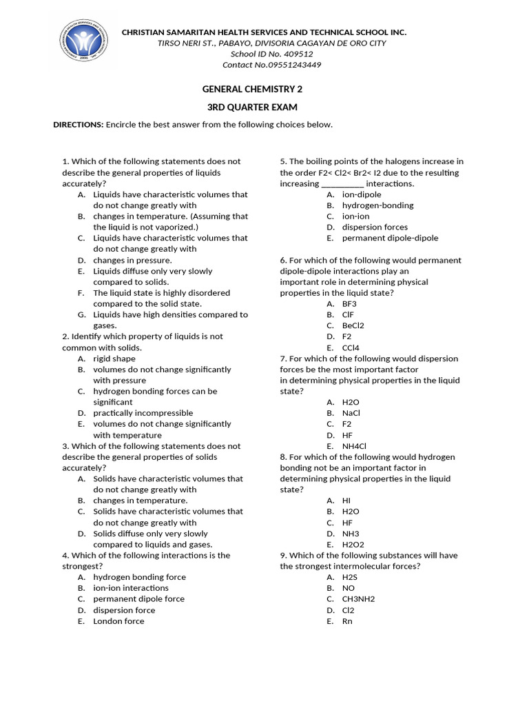 GENERAL CHEMISTRY 2 | PDF