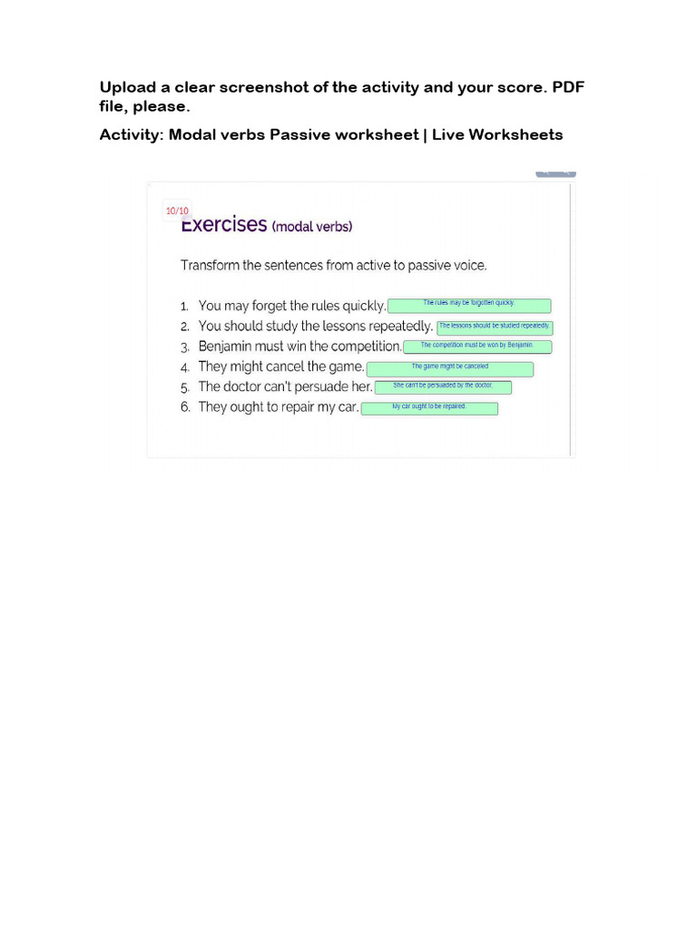 Upload A Clear Screenshot of The Activity and Your Score Work 2 | PDF
