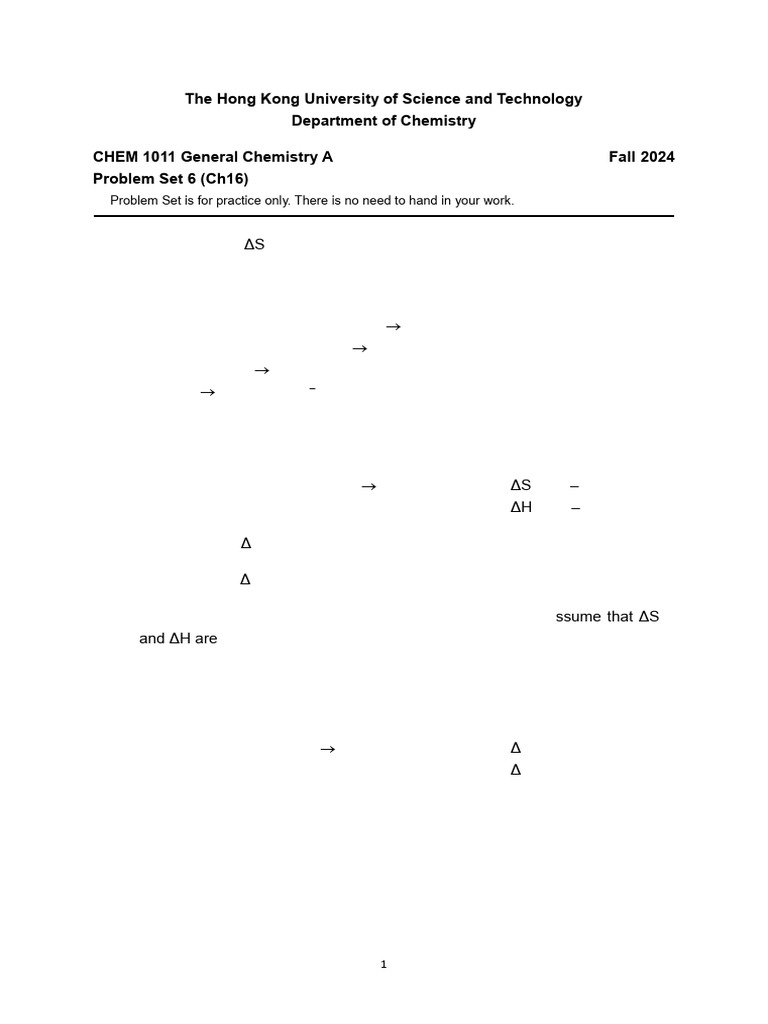 General Chemistry A Problem Set 6 | PDF | Gibbs Free Energy | Ammonia