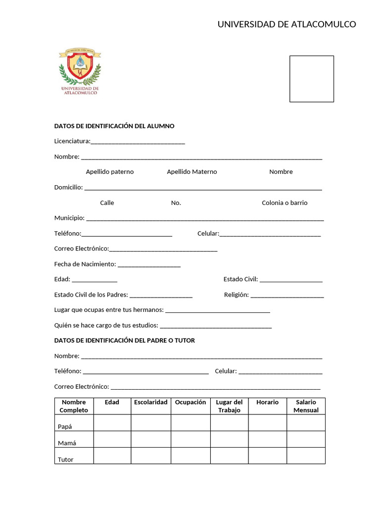 Datos de Identificación Del Alumno 1er Ingreso | PDF
