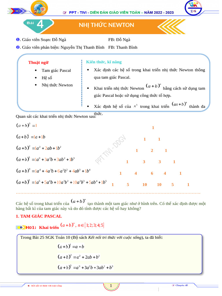 CD2 - DS10 - KNTT - B4 - Nhi Thuc Newton | PDF