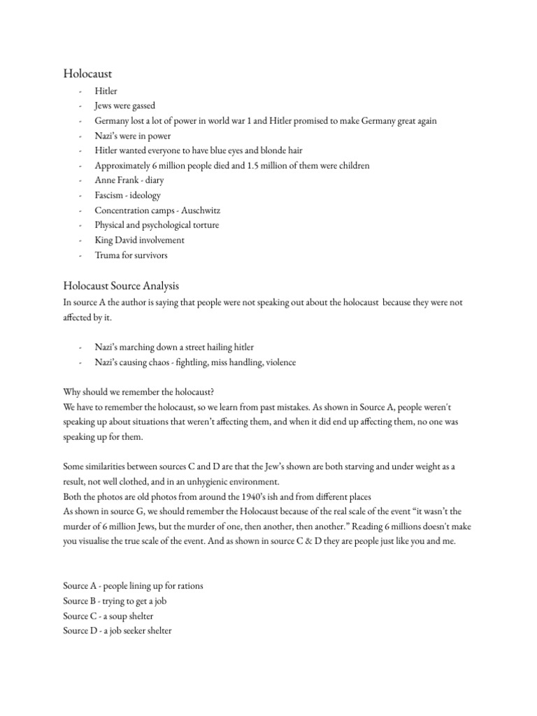 Year 10 History Study Notes | PDF | The Holocaust | Final Solution