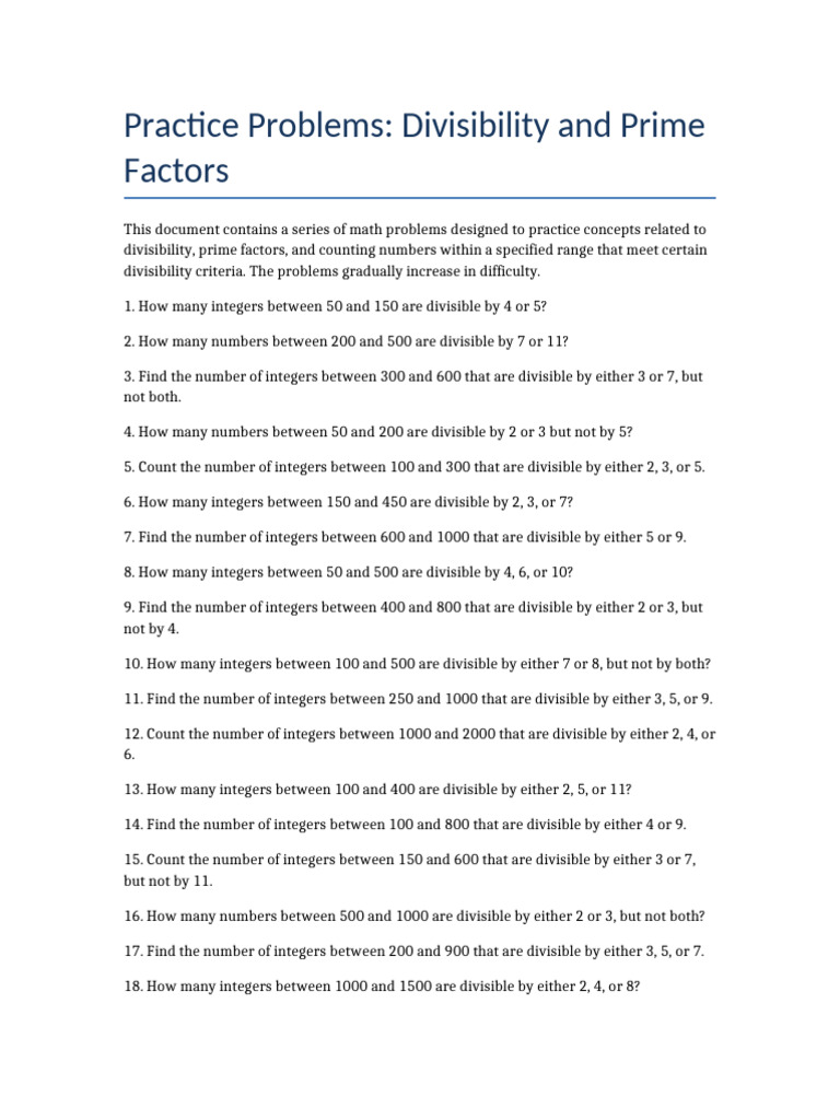 Divisibility Practice Problems | PDF | Numbers | Number Theory