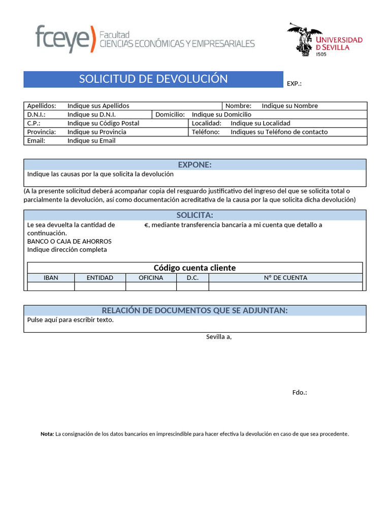 Solicitud de Devolucion 0 | PDF | Documento de identidad | Bancos
