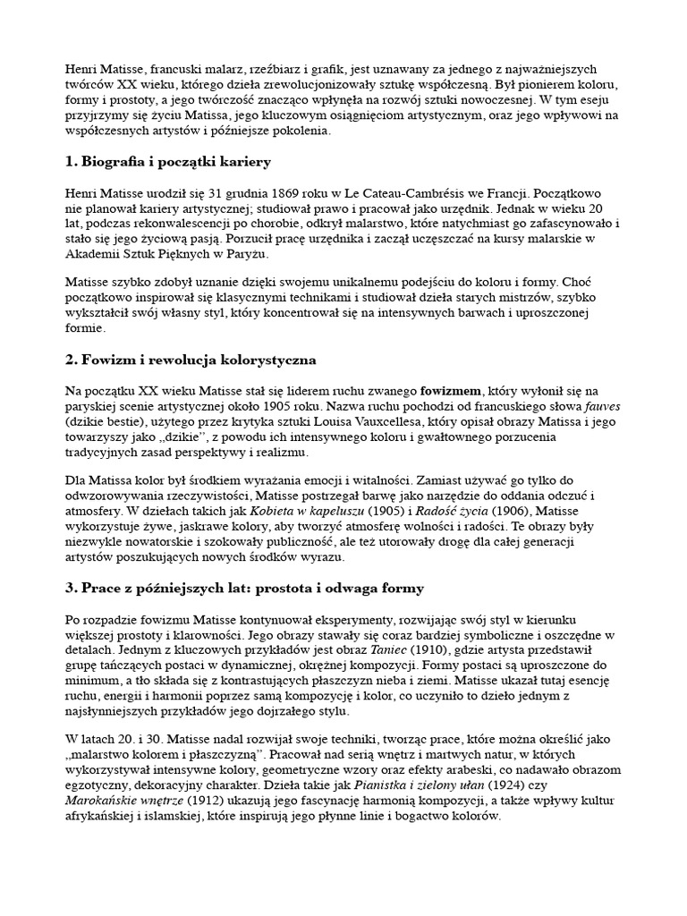 Esej Matisse | PDF