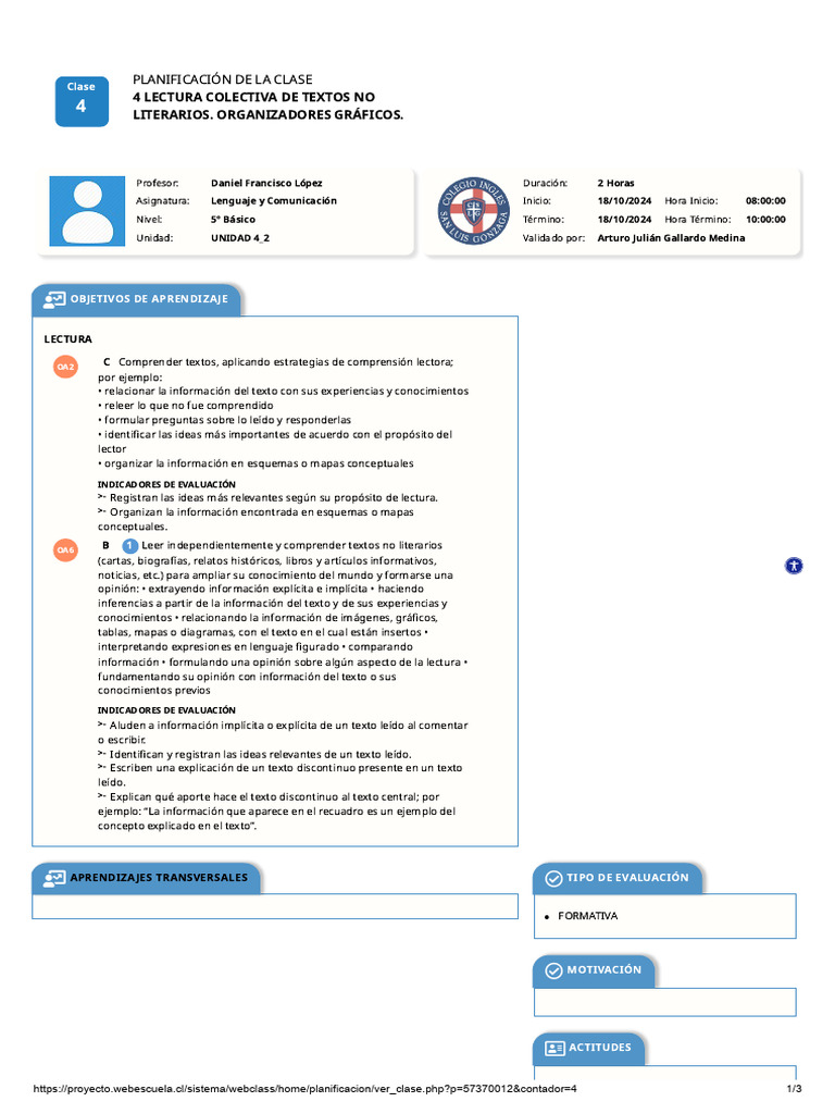 Planif 5to Octubre Clase 4 | PDF | Maestros | Evaluación