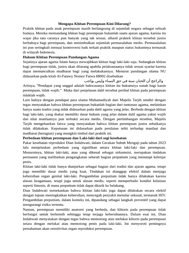 Hukum Khitan Perempuan Dalam Pandangan Islam | PDF